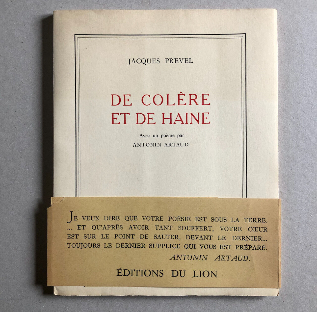[Antonin Artaud]Jacques Prevel — De Colère et de haine — é.o. — éd. du ...